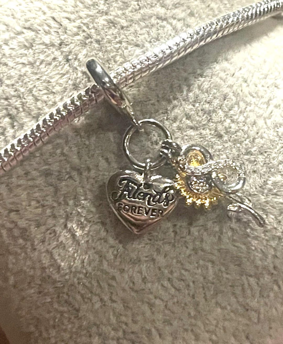 Sunflower Friends Forever Charm Fits Pandora Bracelets , Flower Charm ...