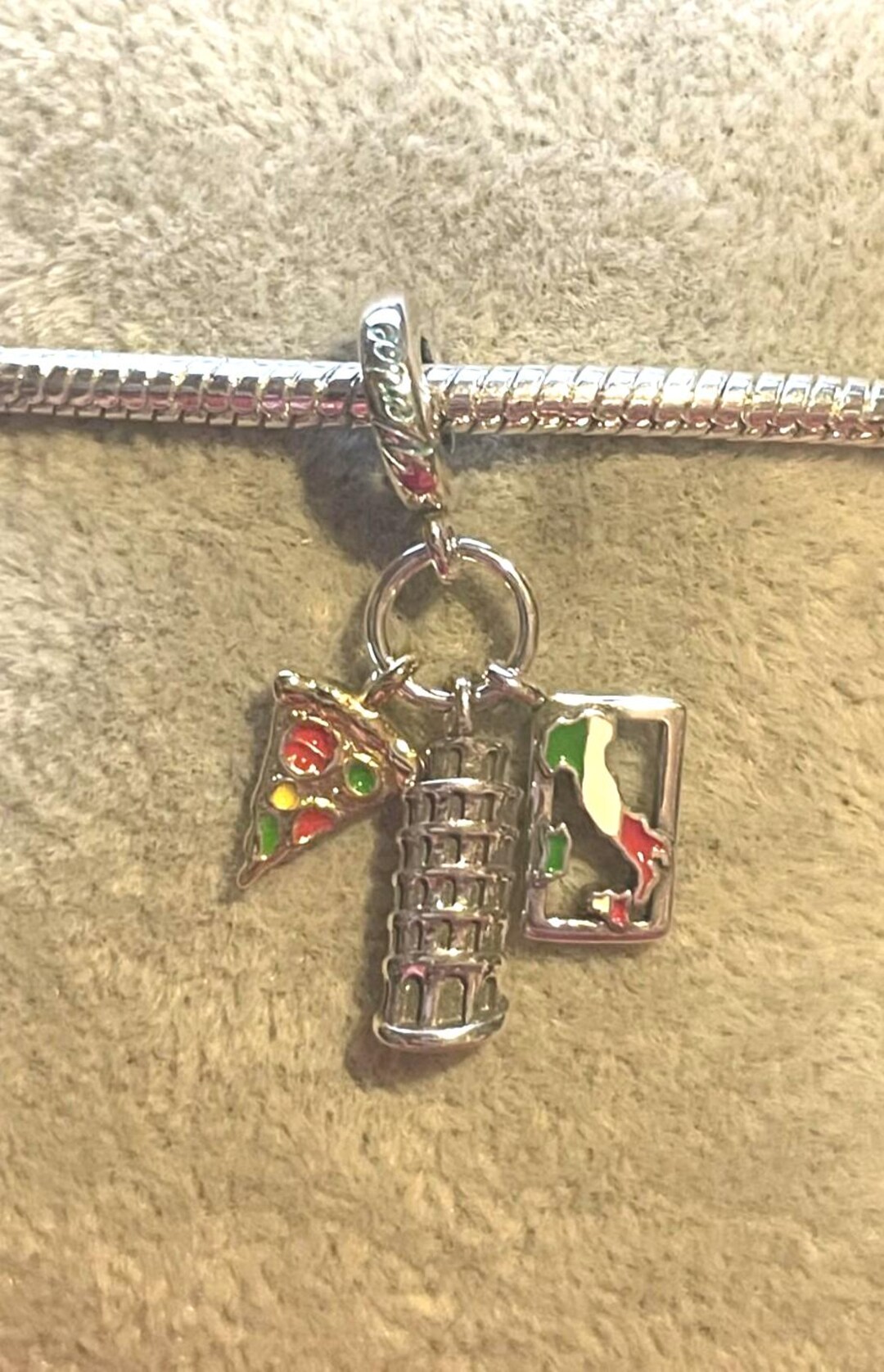 Italy Flag Triple Dangle Charm ,italy Pisa Tower Venice Pizza ,fits ...