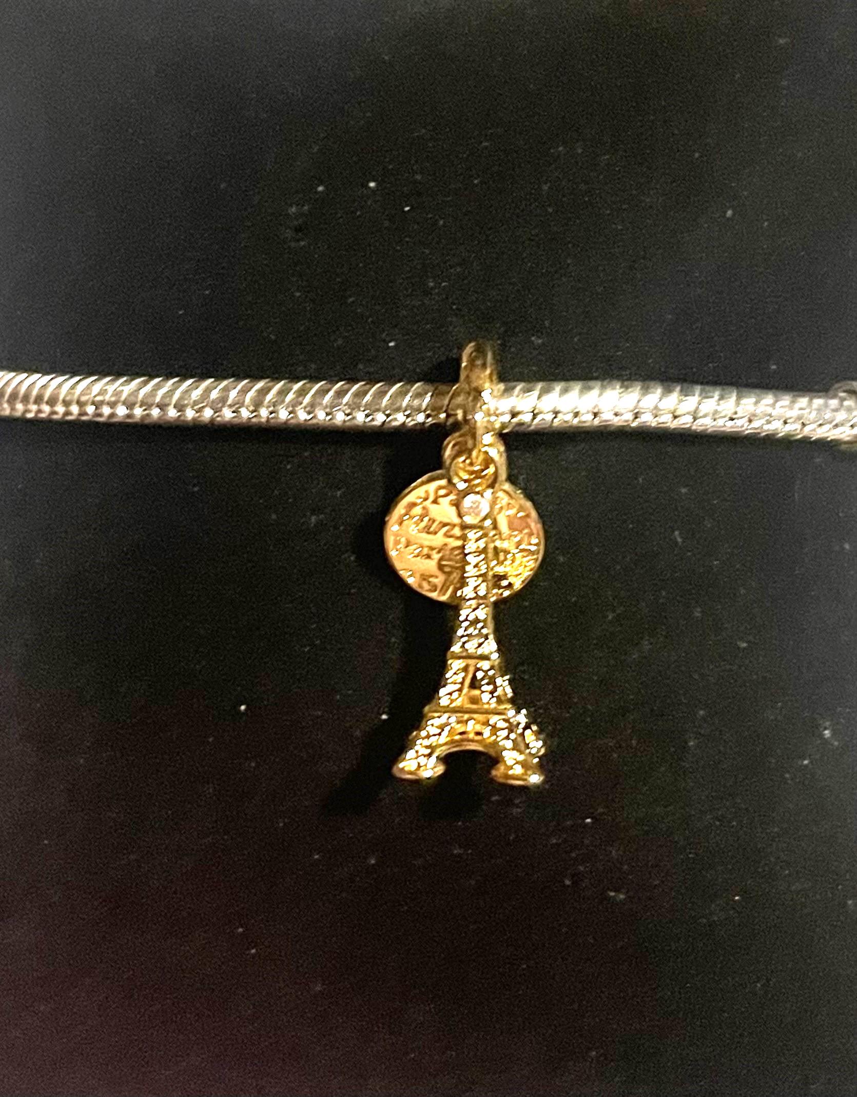 Paris Eiffel Tower Double Charm for Bracelet , Eiffel Tower Charm ...