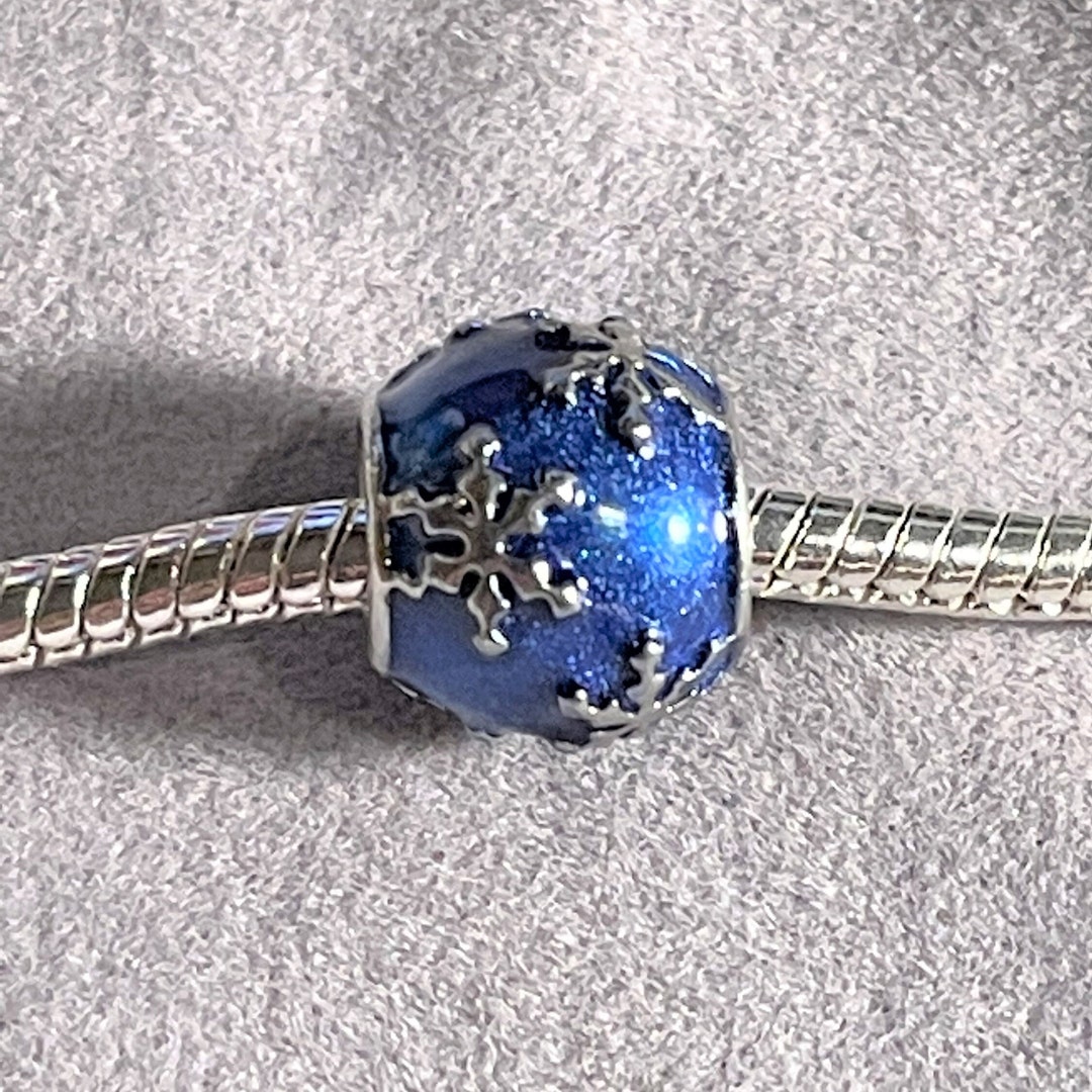 Christmas Winter Night Midnight Blue Snowflake Charm Fits Pandora ...