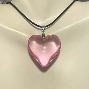 Large Glass Heart Pendant Necklace , Red Heart , Green Heart , Black ...