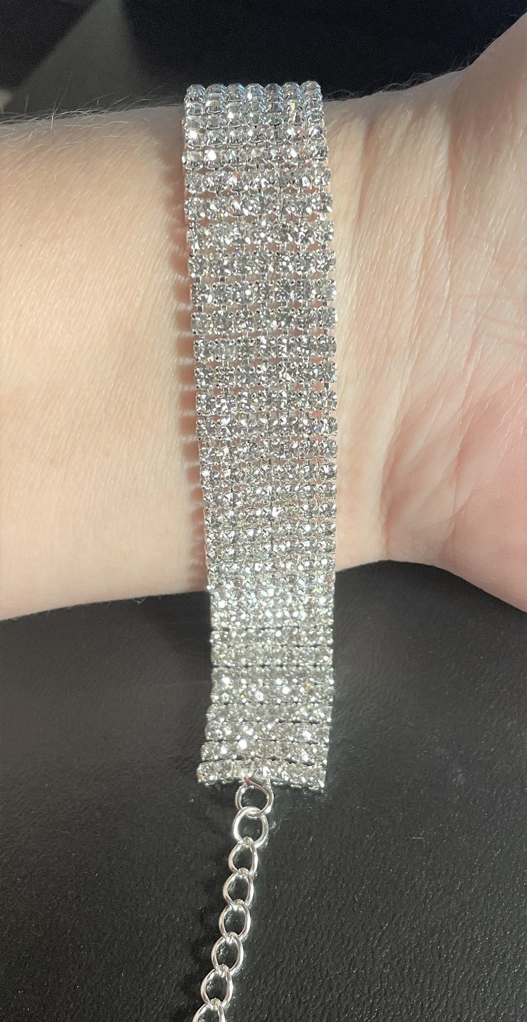 Bridal Crystal Rhinestone Adjustable Bracelet for Women , 7 Row Crystal ...