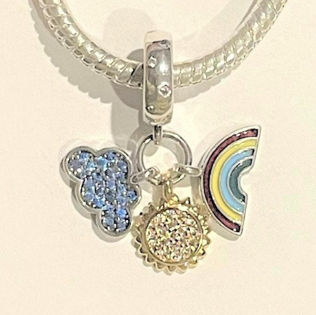 Clouds Sun Rainbow CZ Dangle Charm Fits Pandora Bracelets , Sunshine ...
