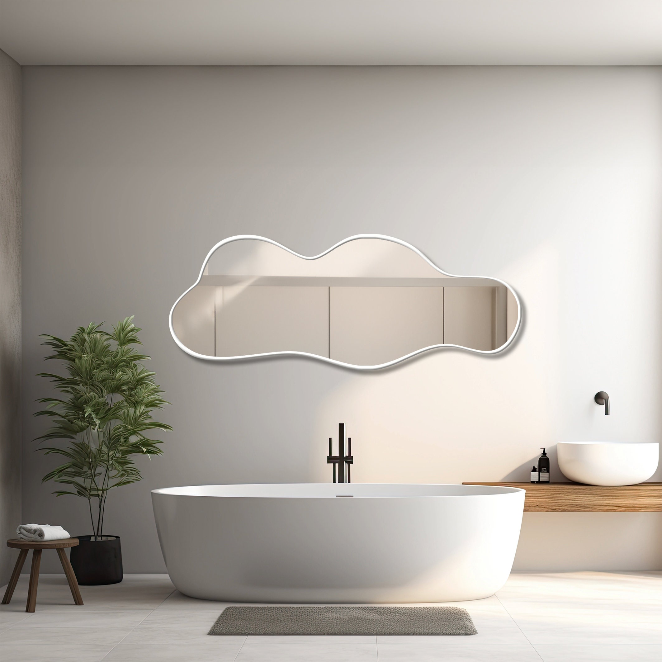 Asymmetric Gold Framed Mirror, Wavy Modern Mirror, Aesthetic Home ...