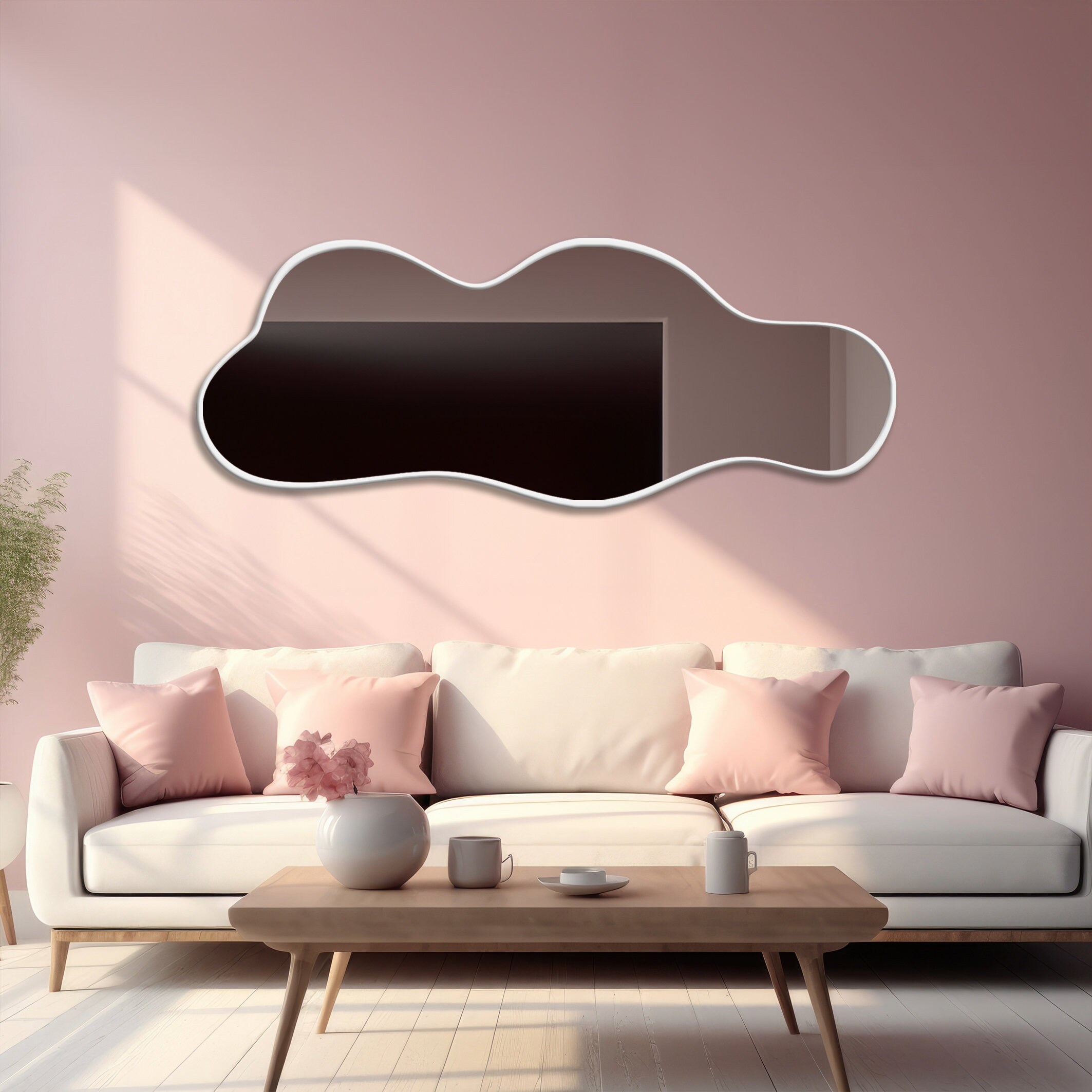 Asymmetric Gold Framed Mirror, Wavy Modern Mirror, Aesthetic Home ...