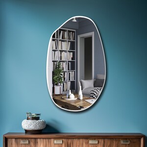 Gold Framed Irregular Mirror, Modern Asymmetrical Bathroom Mirror, Home ...