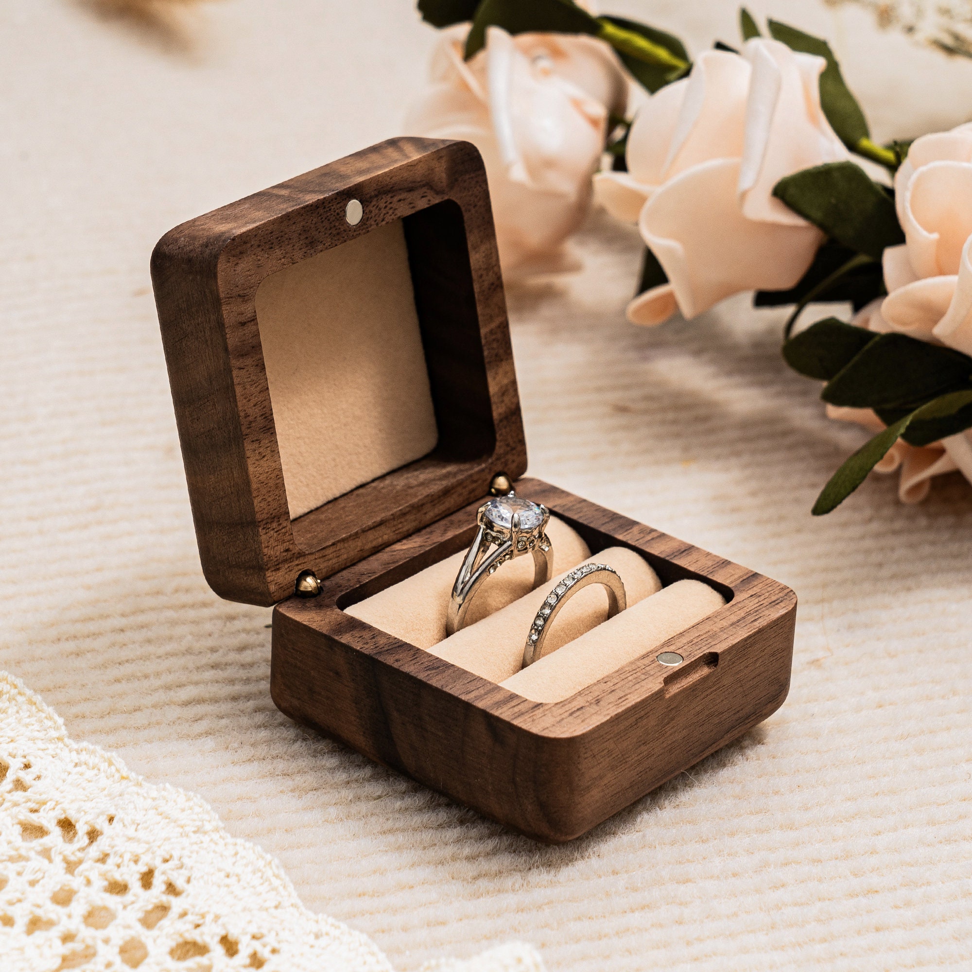 Wooden Ring Box With Custom Name, Personalized Engagement Ring Box ...
