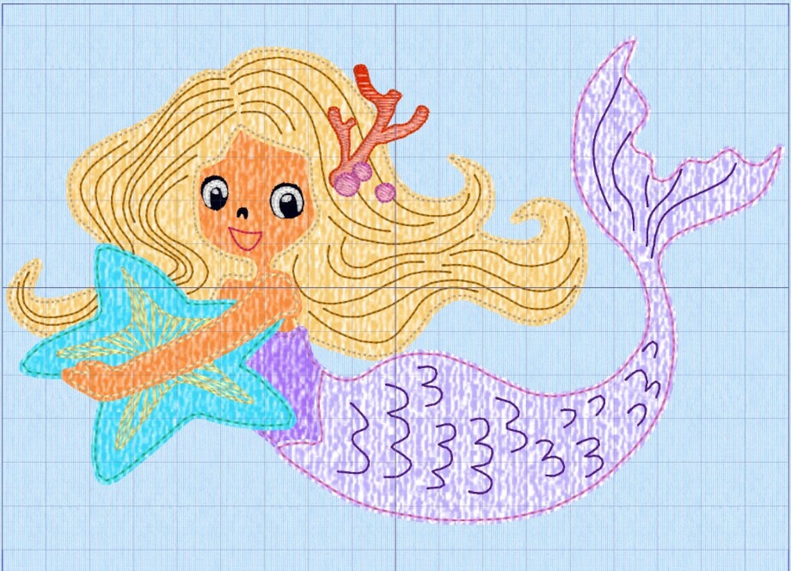 Embroidery File Mermaid, Application for the Embroidery Machine, Size ...