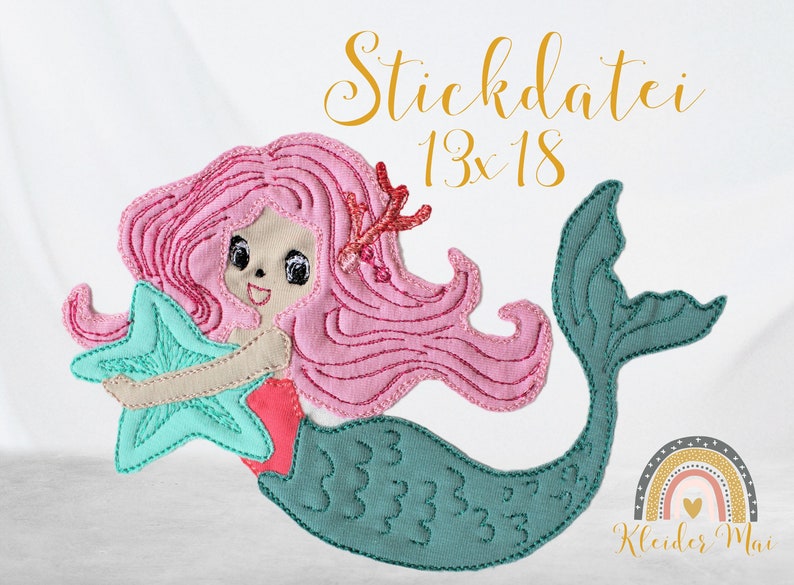 Embroidery File Mermaid, Application for the Embroidery Machine, Size ...