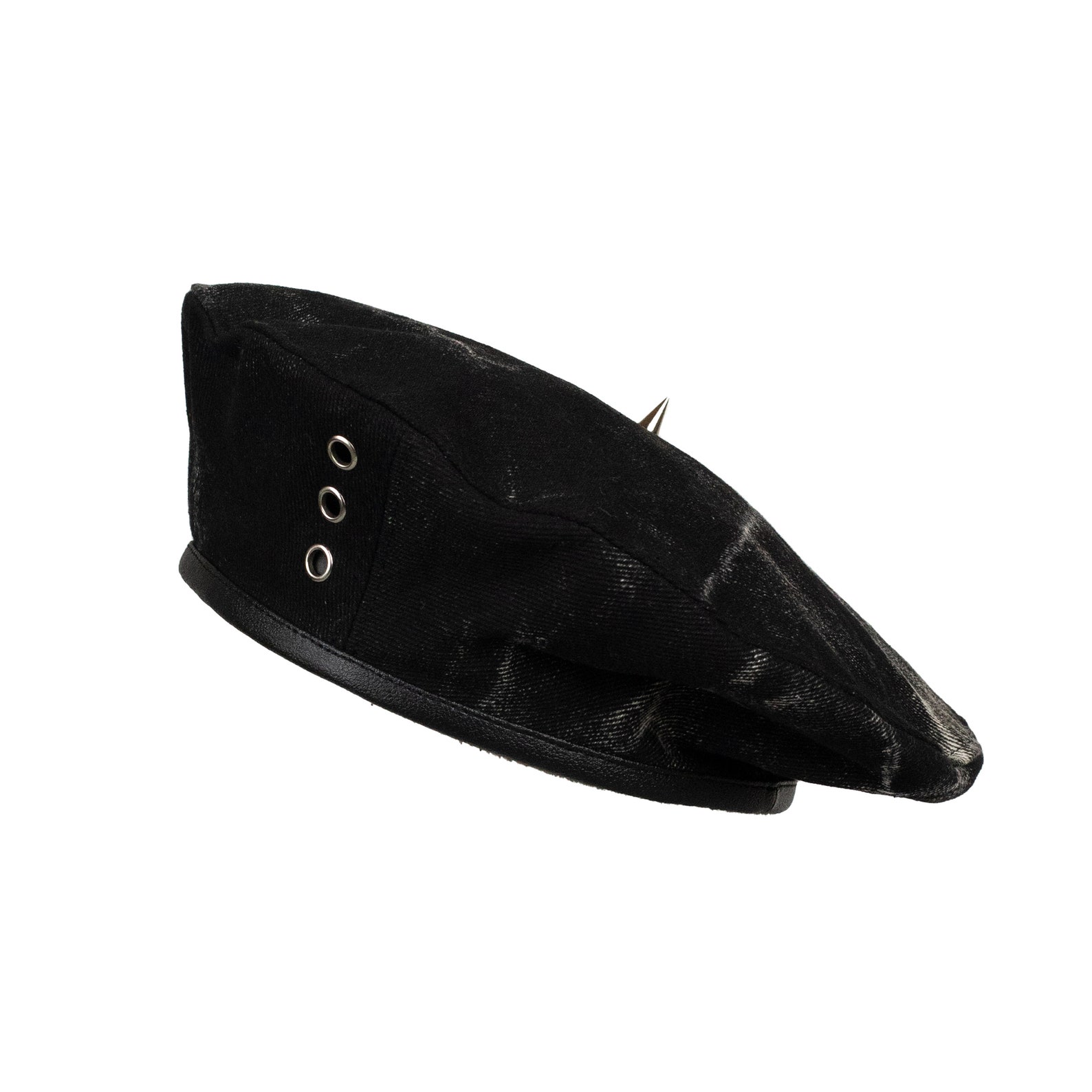 Gothic Style Pierced Beret VERS LA NUIT Denim Noir Unisex Hat for Men ...