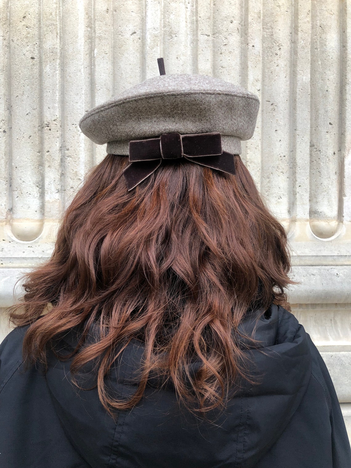 BOW JOUR BERET Velvet Bow Beret Minimal Beret Antique - Etsy