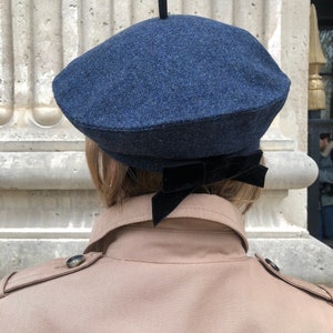 FRENCH BOW BERET Nuit, Fashionable Beret, Pure Wool Beret, Dark Blue ...