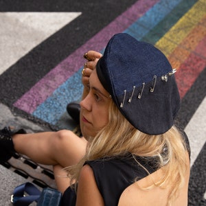 Pierced Denim Beret PUNK. Grunge Beret. Rebel Spirit. Suitable for Men ...