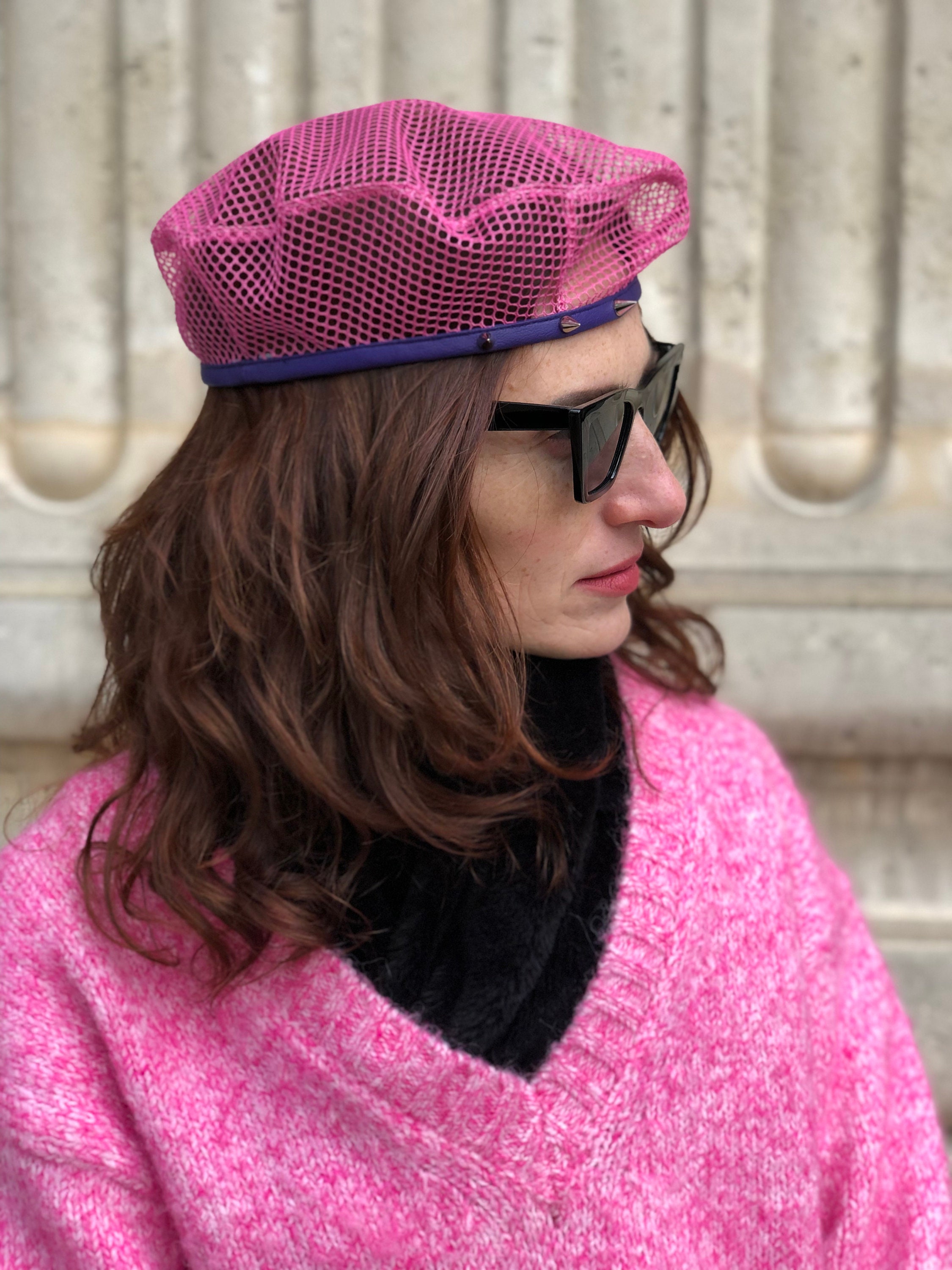 Pierced Summer Beret VENT ROSE. Handmade. Rebel Beret. Summer Gift ...