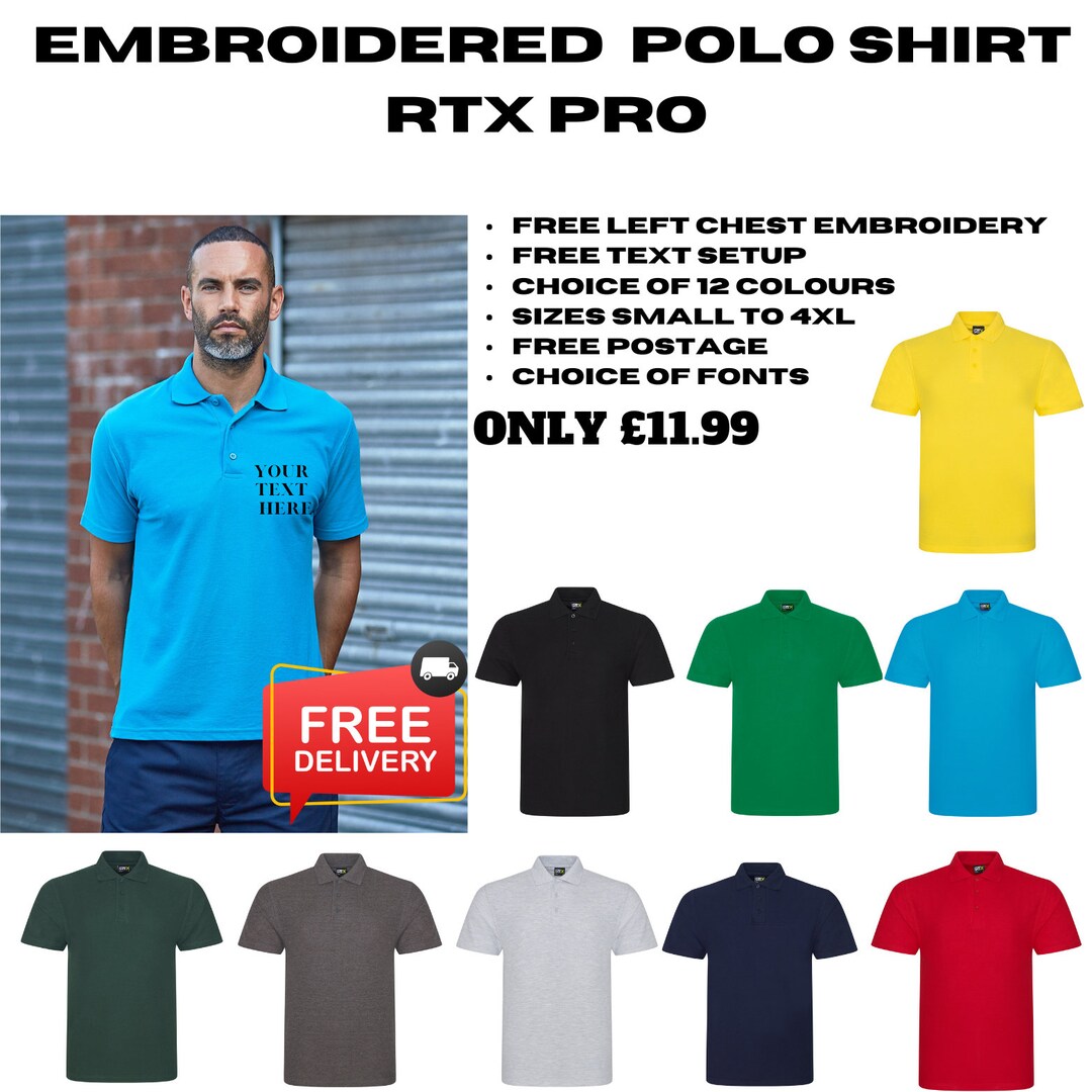 Embroidered Polo Shirt Customised Polo Shirt Workwear Polos - Etsy