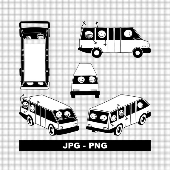 Mini Bus PNG Bus Illustration JPG Mini Bus Cartoon - Etsy