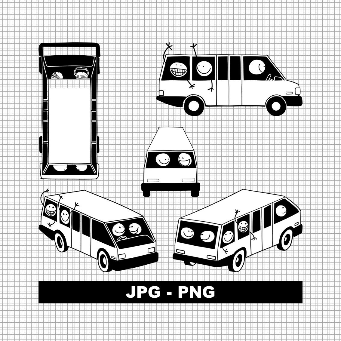 Mini Bus PNG | Bus Illustration JPG | Mini Bus Cartoon Illustration ...