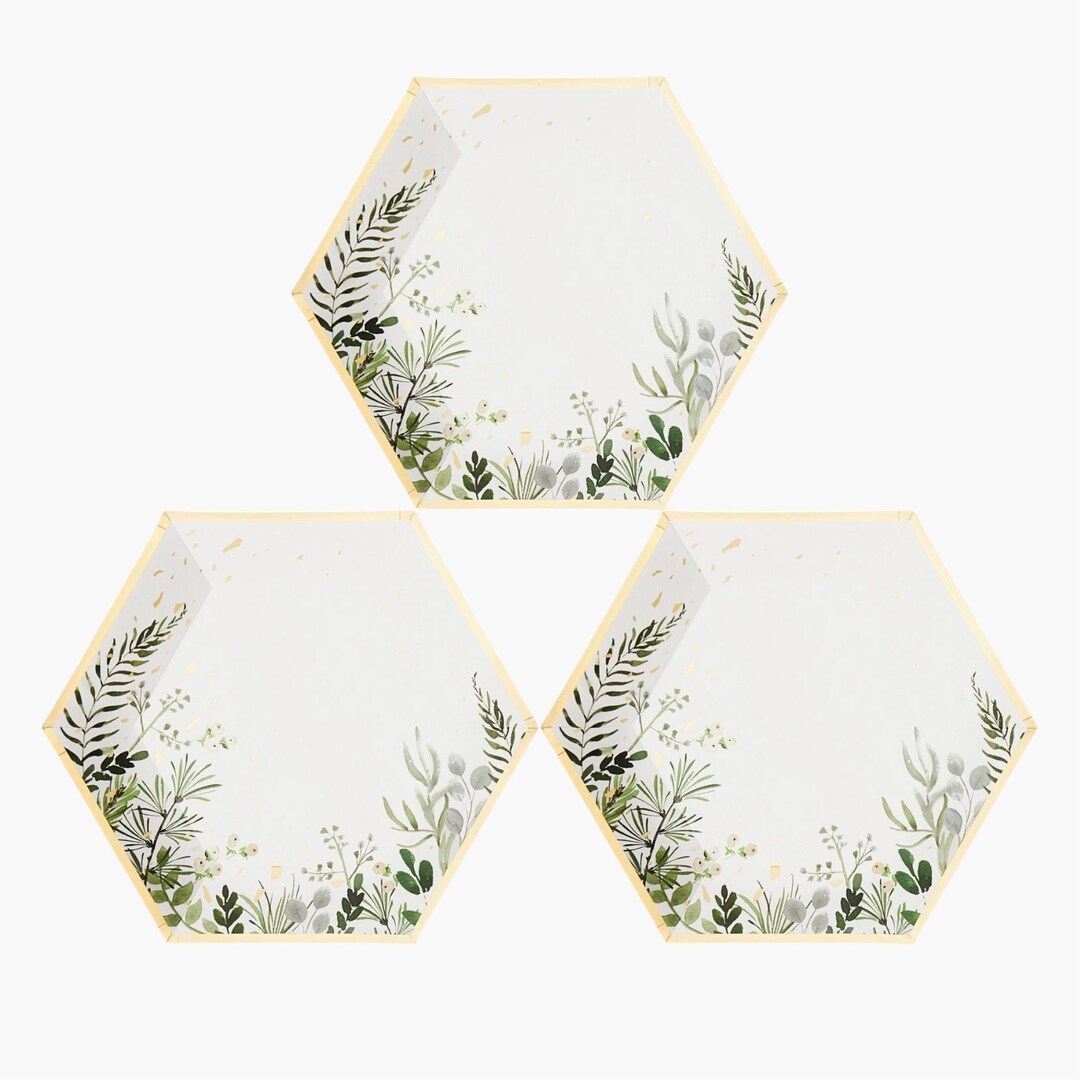 Set of 8 Elegant Paper Plates for Parties, Weddings, Bridal Showers ...