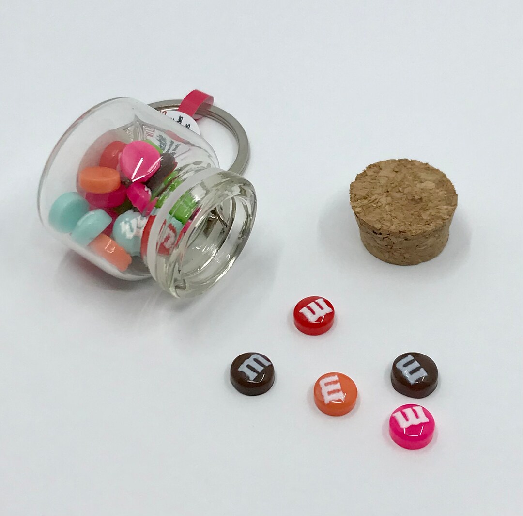 Miniature Mandm Glass Jar Keychain - Etsy
