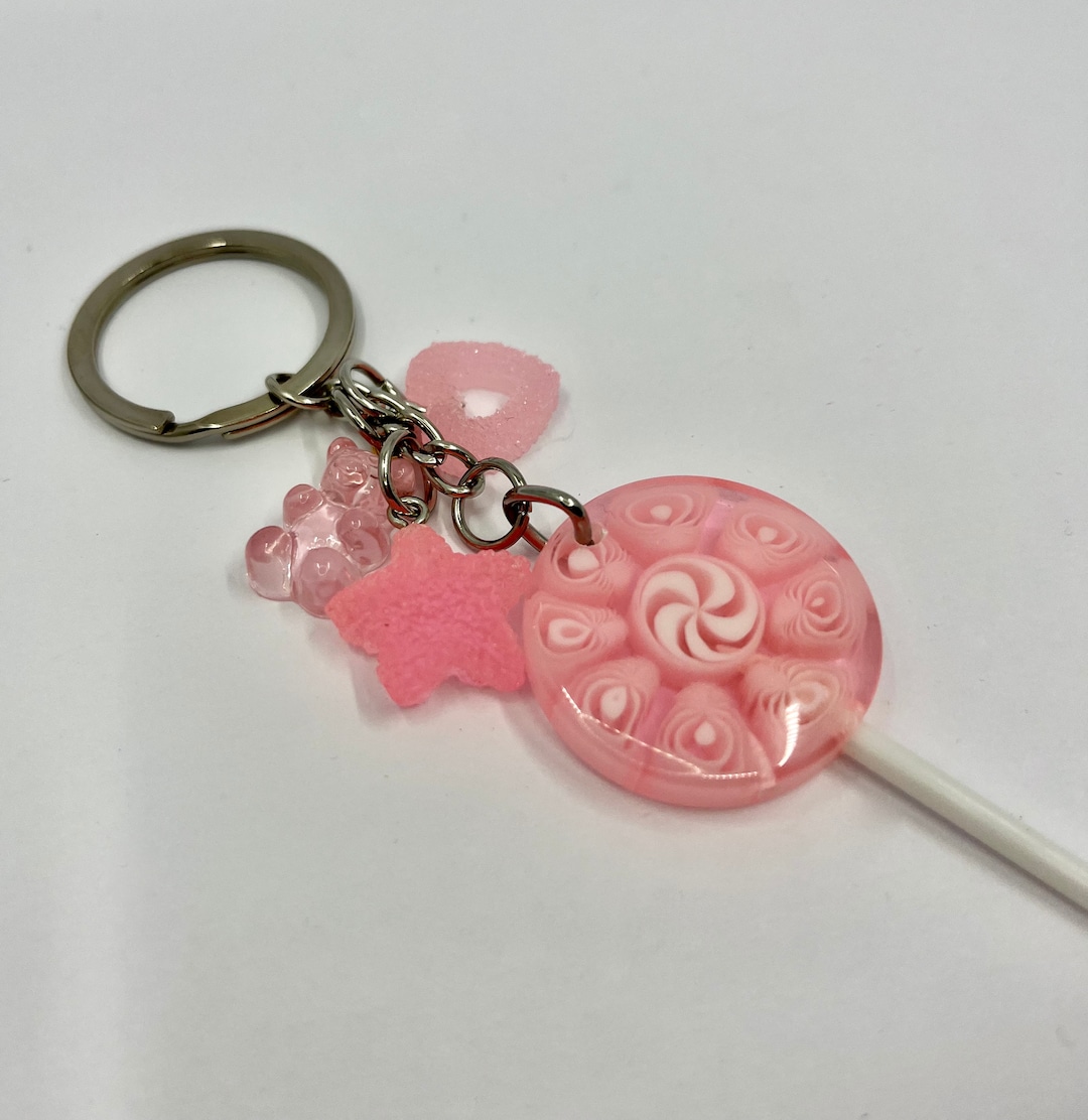 Strawberry Swirl Lollipop Keychain With Candy Charms - Etsy