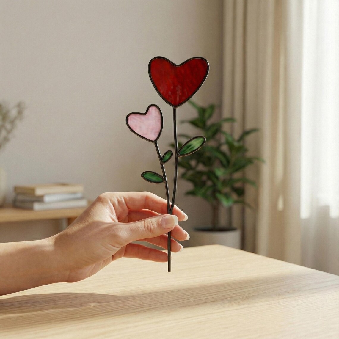 Stained Glass Heart Plant Stake, Valentine's Day Gift - Etsy