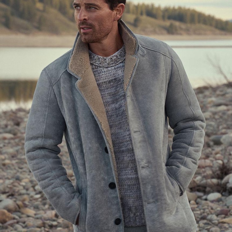 Men Gray Leather Coat - Etsy