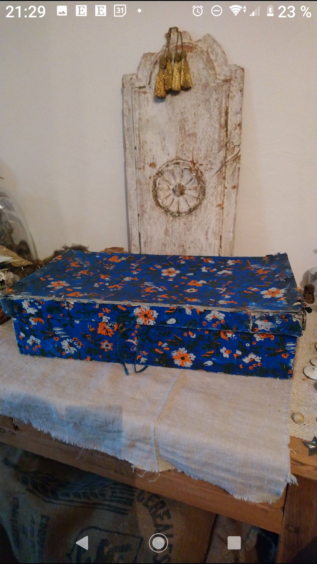 Old Hand-painted Cardboard Box. Blue Box, Early 19th Century - Etsy