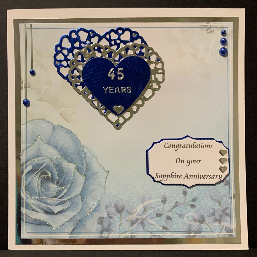 Sapphire 45 Years Wedding Anniversary Card - Etsy