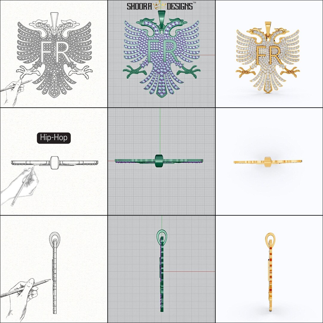 CAD Mock-up: 3D Jewelry Design Model of Your Own Jewelry in Hip Hops - Etsy