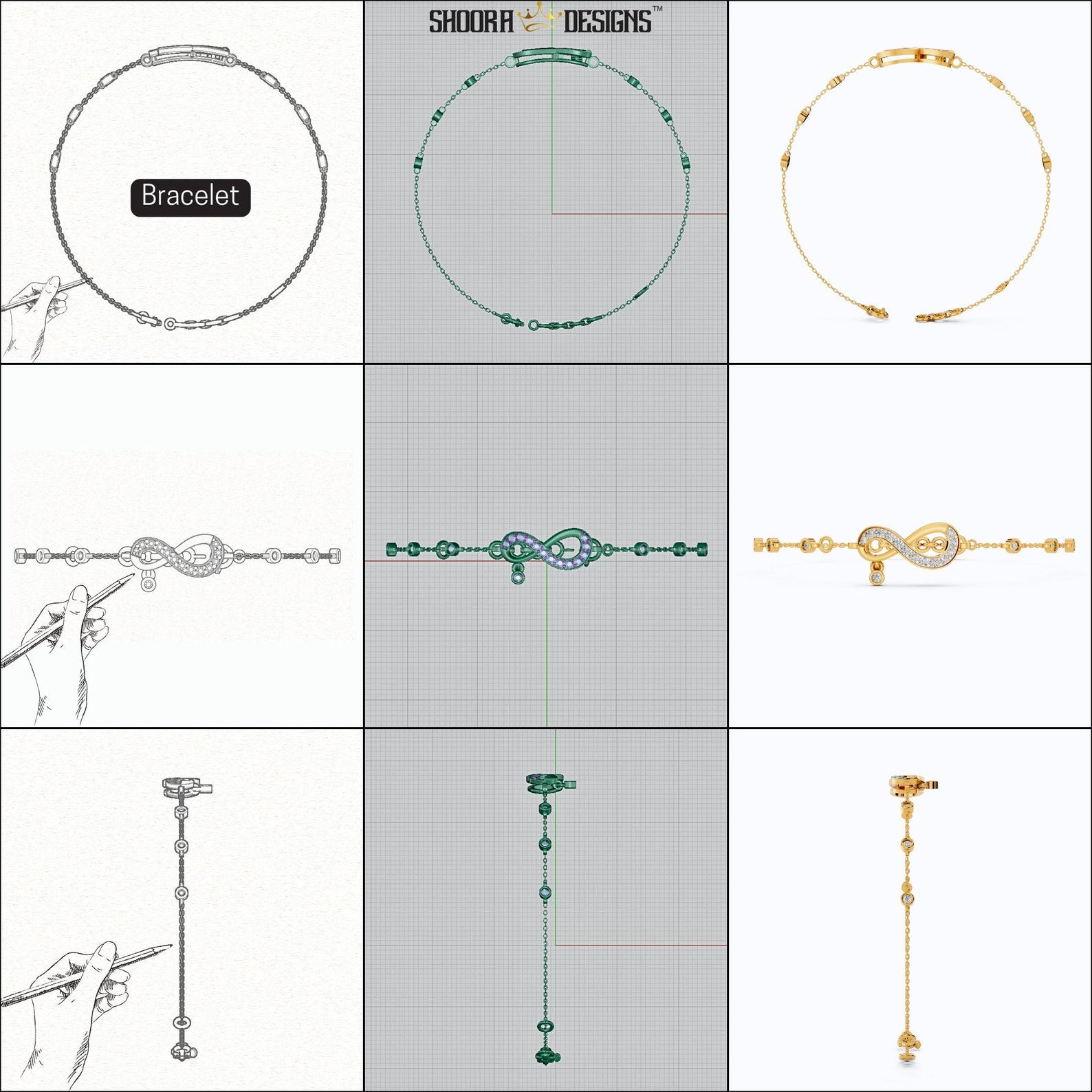 CAD Mock-up: 3D Jewelry Design Model of Your Own Jewelry in Bracelets ...