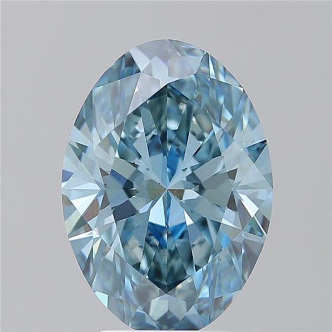 0.50-2.00 Crt Oval Shape Cut Lab Grown Diamond Fancy Intense Blue Loose ...