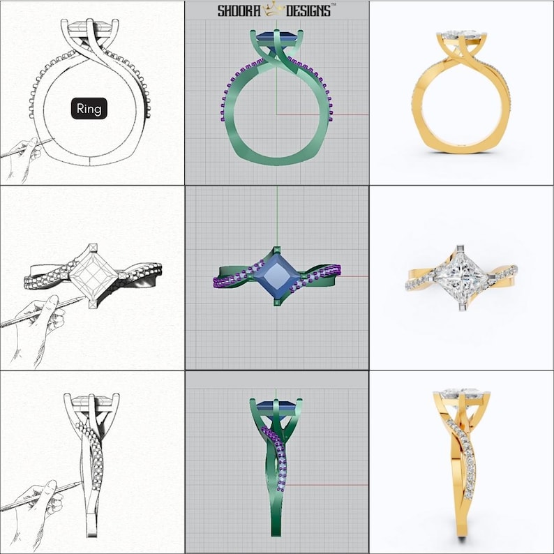 CAD Mock-up: 3D Jewelry Design Model of Your Own Jewelry in Rings - Etsy