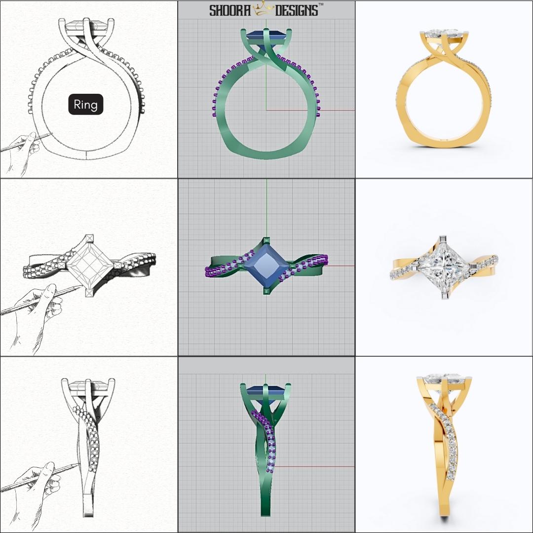 CAD Mock-up: 3D Jewelry Design Model of Your Own Jewelry in Rings - Etsy