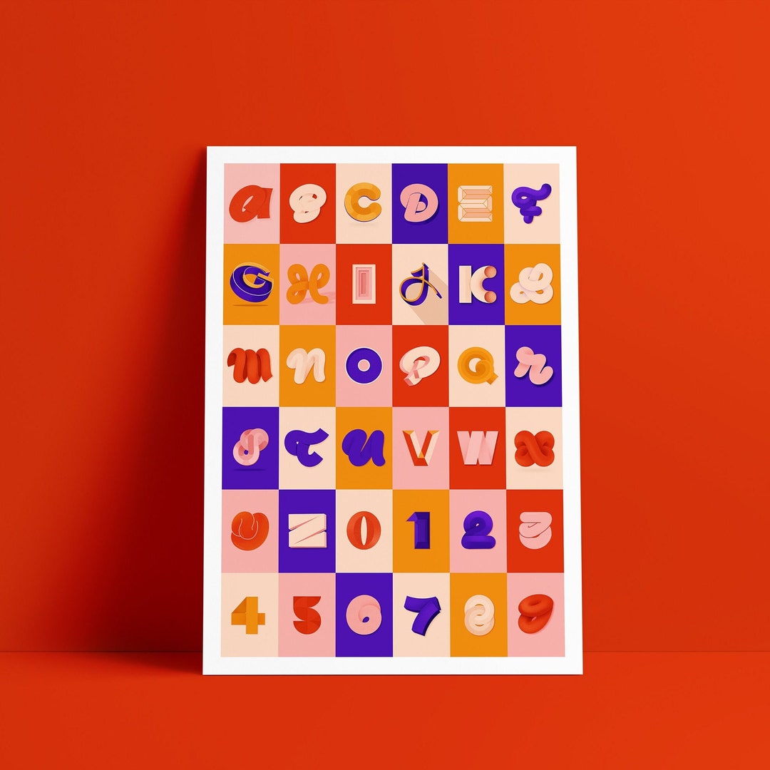 Alphabet Lettering A3 Illustration - Etsy