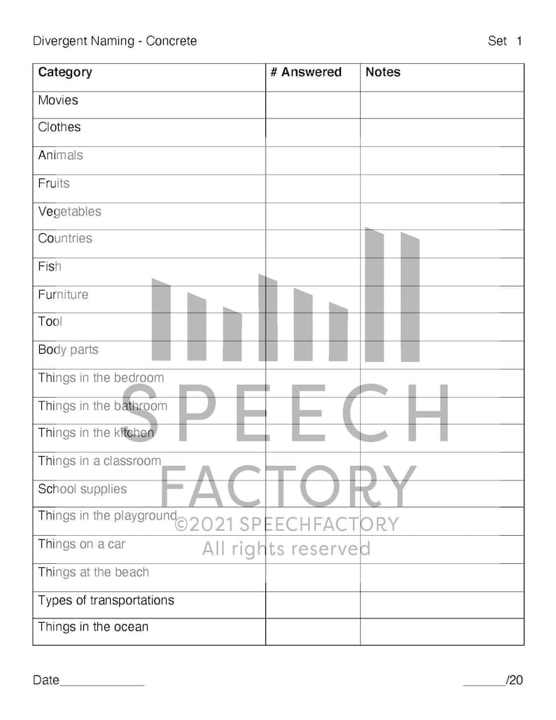 Convergent & Divergent Naming Tasks Aphasia SLP - Etsy
