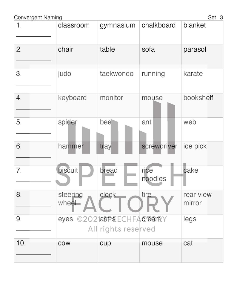 Convergent & Divergent Naming Tasks Aphasia SLP - Etsy