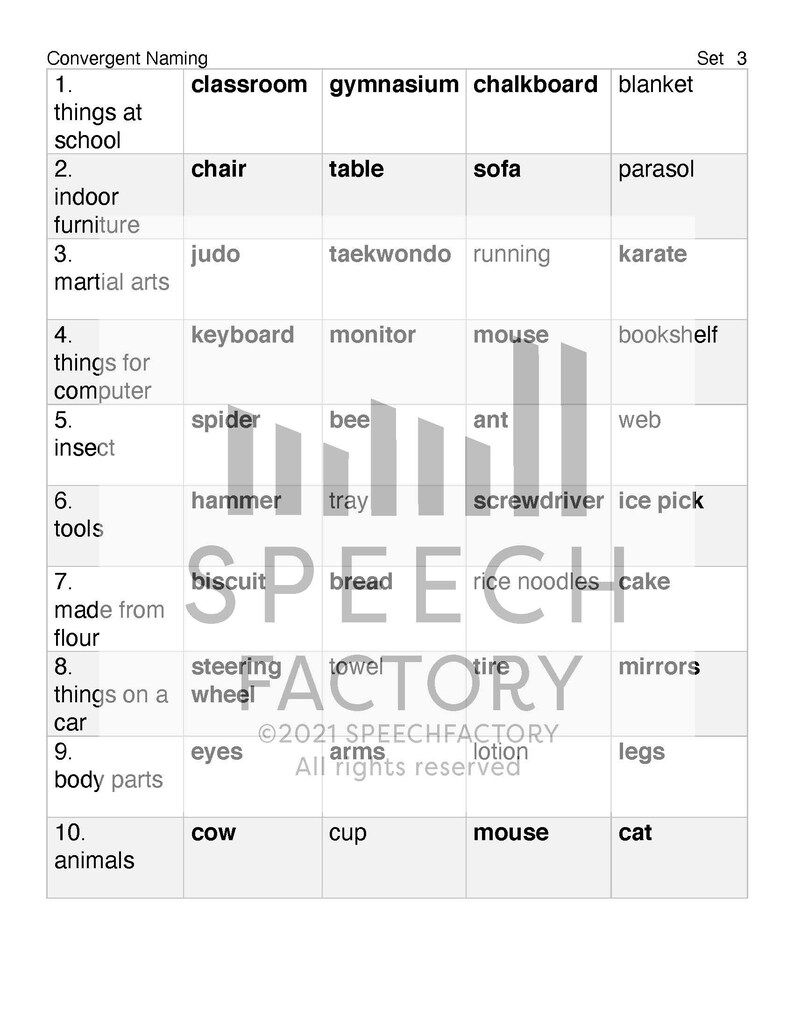 Convergent & Divergent Naming Tasks Aphasia SLP - Etsy Canada