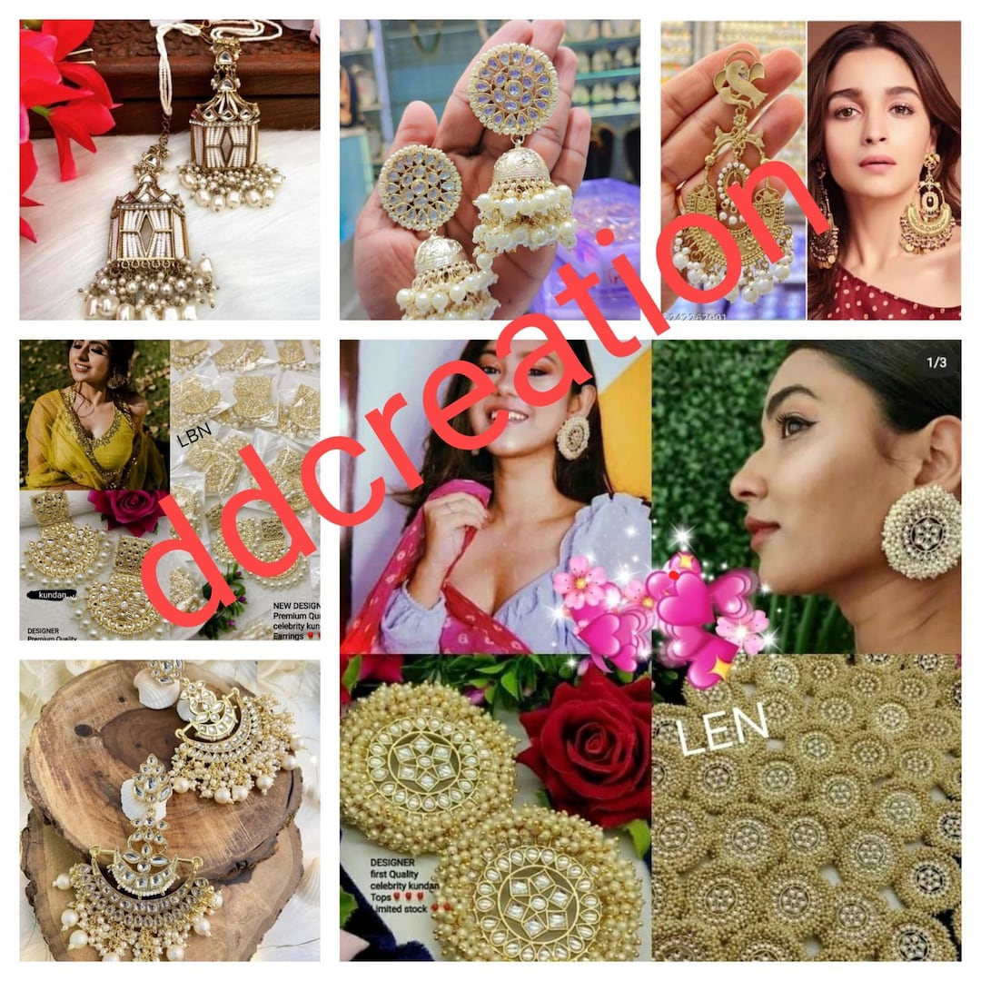 50 Pair Sangeet Mehndi Earrings Chandbali/ Indian Wedding Mehendi ...
