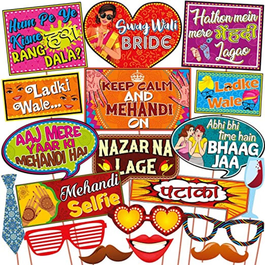 19 Pcs Mehandi Props/ Sangeet/ Mehandi Haldi Party Props - Etsy