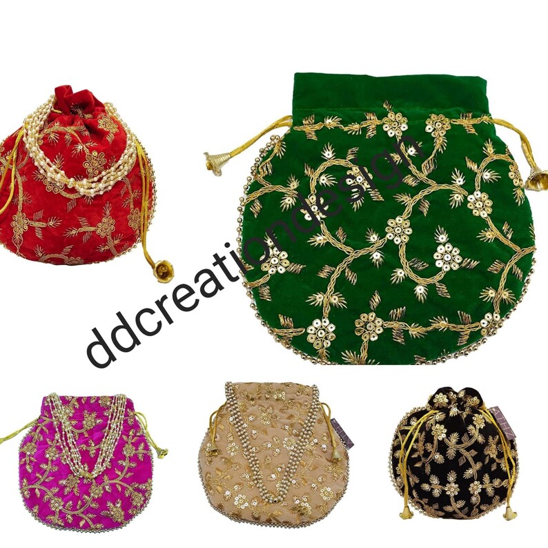 100 Pcs Women Velvet Potli Bags for Guest / Sangeet Pouch - Etsy