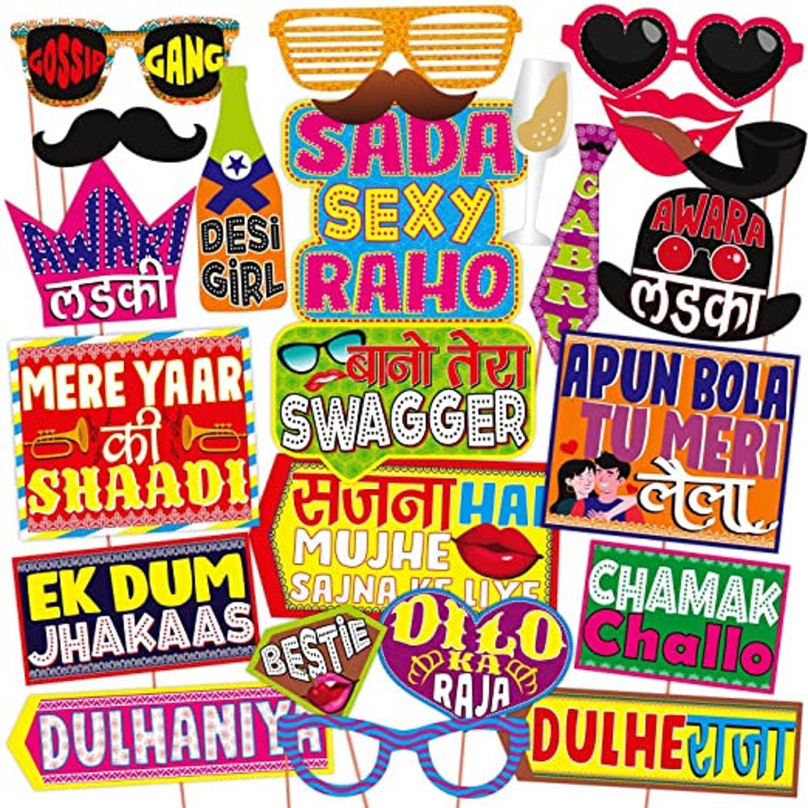 15 Pcs Mehandi Props/ Sangeet/ Mehandi Haldi Party Props - Etsy