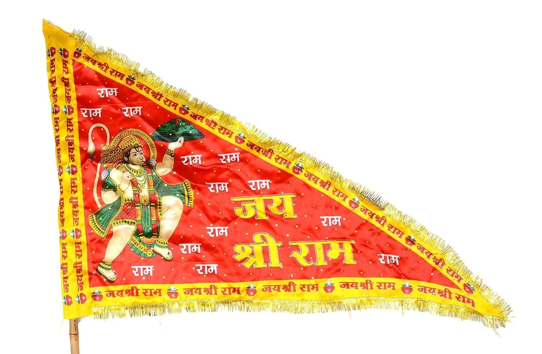3 Pc Jai Shree Ram Flag Ram Mandir Ayodhya Model Based Bhagwa Jhanda ...