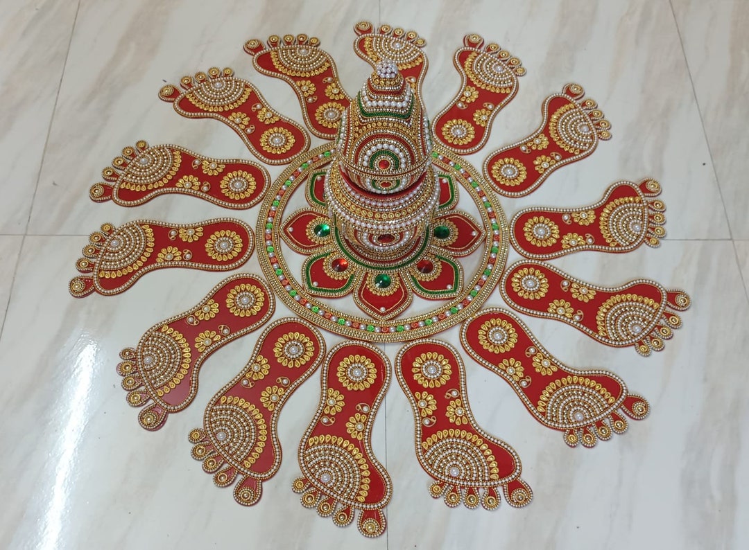 Decorated Kubh Kalash With Nariyal and Rangoli for Pooja / - Etsy