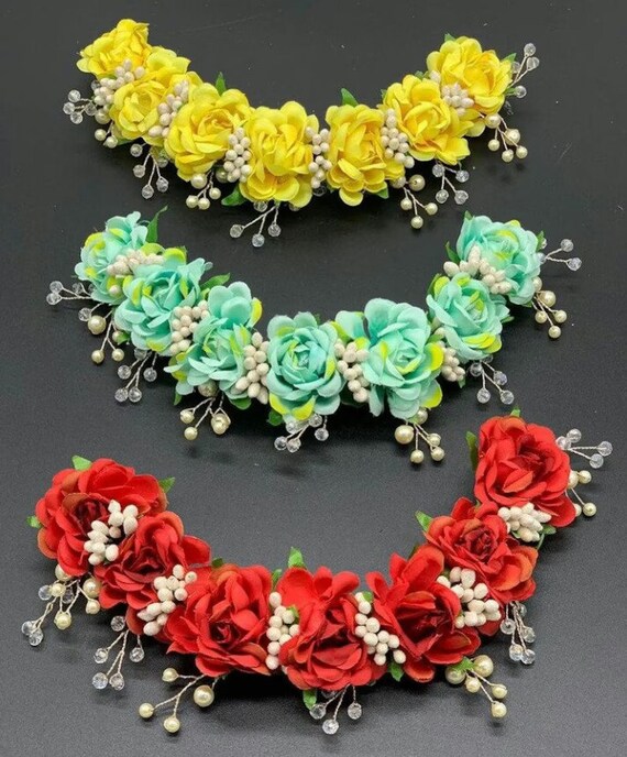 3 Pcs Indian Women Bridal Hair Accessories / Gajra for Bun - Etsy