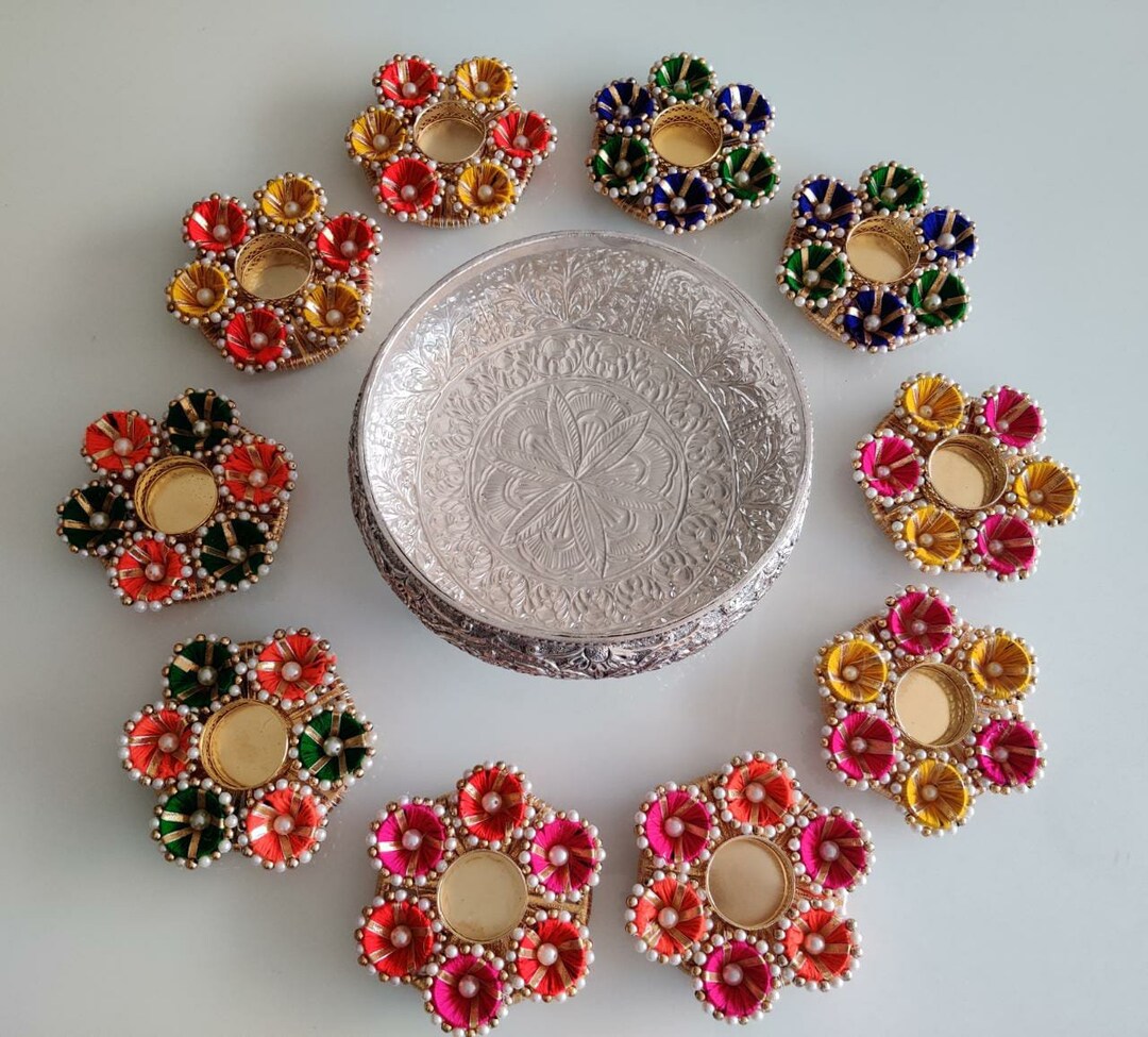 Set of Rangoli Tealight Candle Holders Temple Décor Candles - Etsy