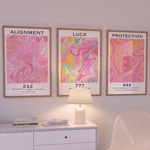 Set of 9 Angel Numbers Aura Poster 777 222 Aesthetic Room Decor ...