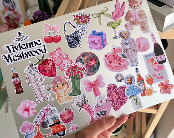 Aesthetic Sticker Set, Laptop Sticker Bundle, Coquette Girly Sticker 