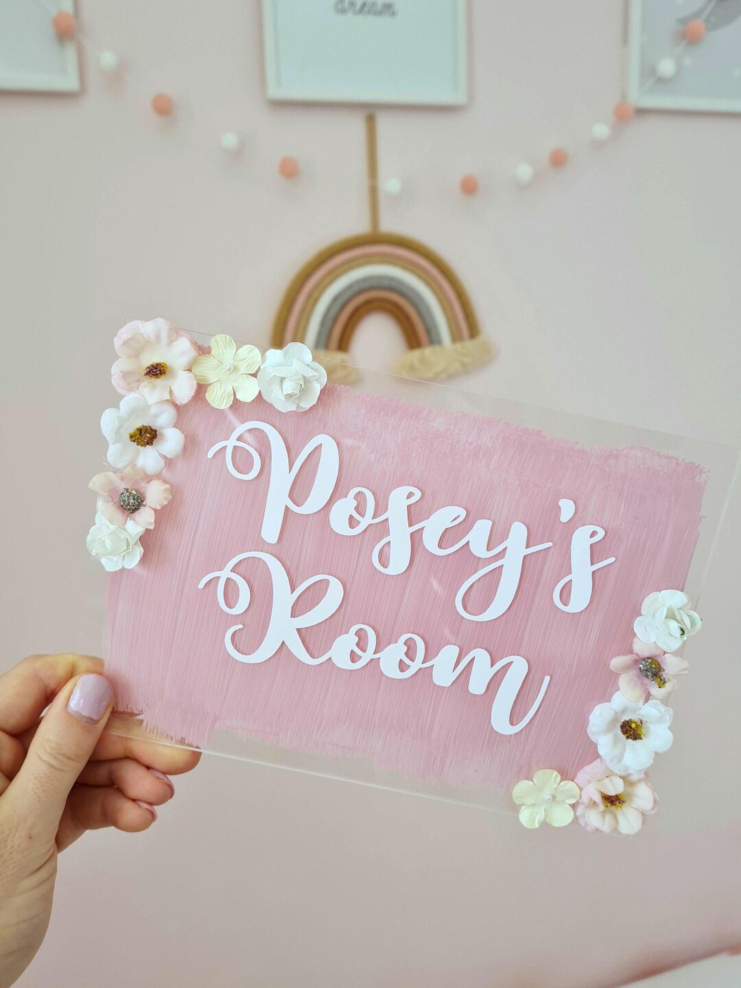 Kids Personalised Acrylic Room Sign, Girls Name Plaque, Girls Bedroom ...