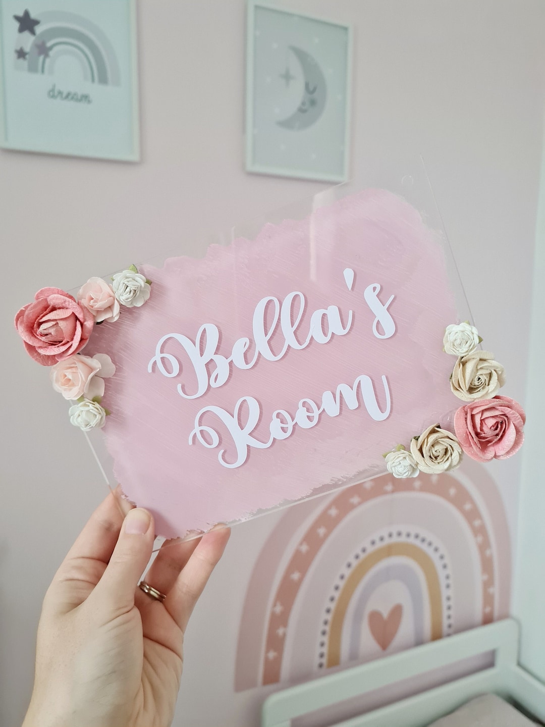 Kids Personalised Acrylic Room Sign, Girls Name Plaque, Girls Bedroom ...