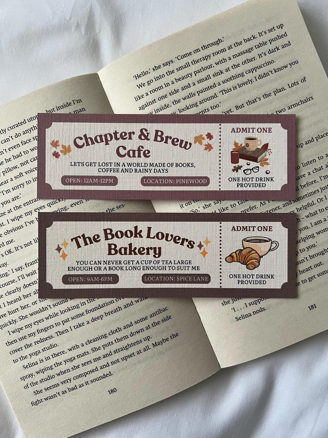 Book Lovers Bakery and Chapter & Brew Cafe Bookmarks | Bookish Gift ...